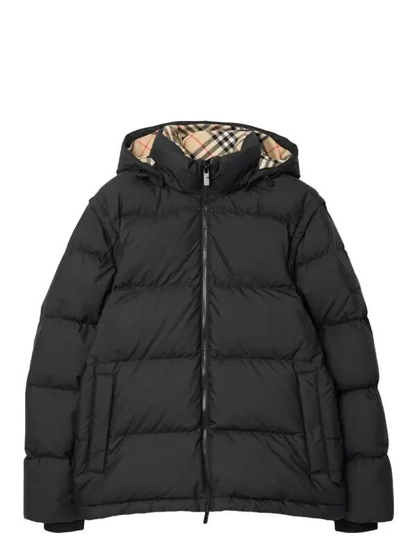 Burberry Detachable Sleeve Puffer Jacket With Knight Stamp - Black
