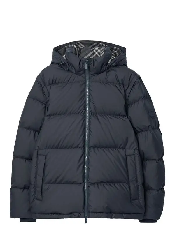 Burberry Detachable Sleeve Puffer Jacket With Knight Stamp - Navy
