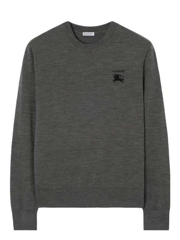 Burberry Wool Sweater With Equestrian Knight Design - Grey