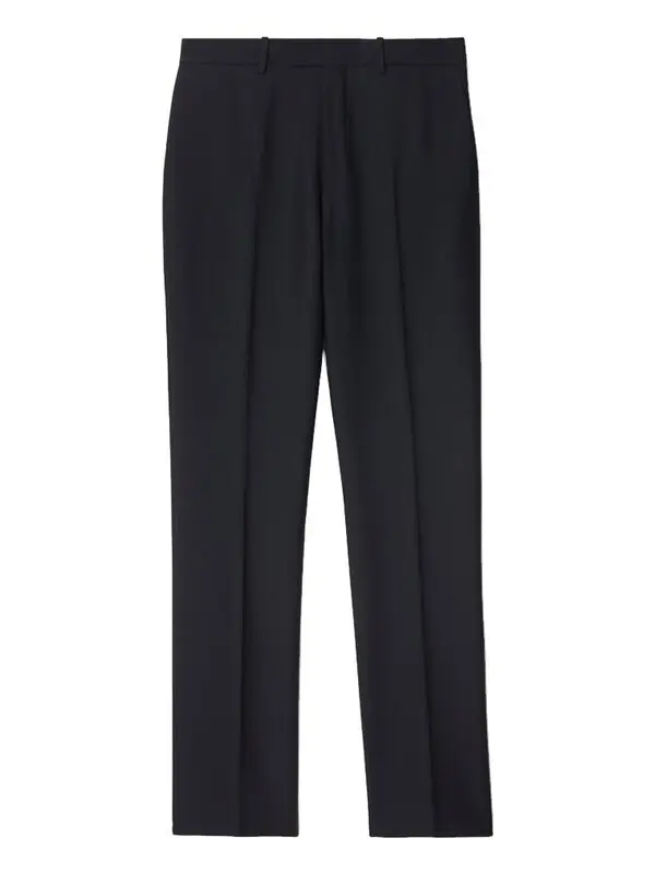 Burberry Wool Twill Tailored Trousers With Elasticated Waist - Navy