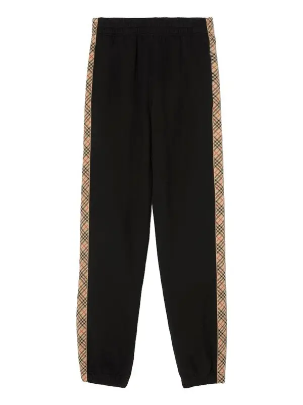 Burberry Check Trim Cotton Jogging Pants - Black
