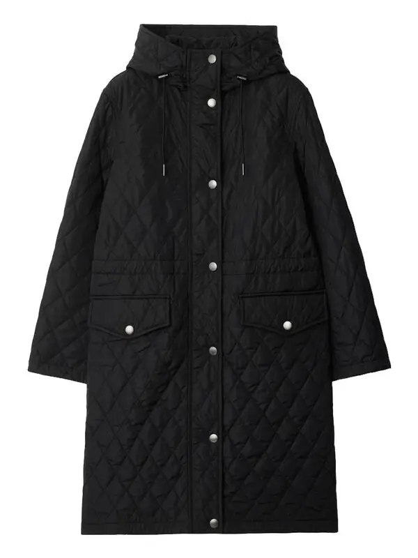 Burberry Quilted Nylon Hooded Coat - Black