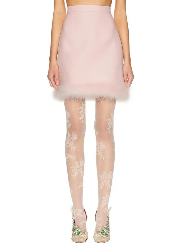 Valentino Garavani Feather-trimmed Skirt - Rose