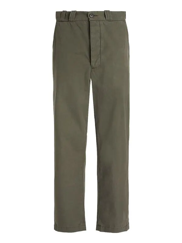 THE ELDER STATESMAN Workwear Norm Cottontwill Chinos - Army Green