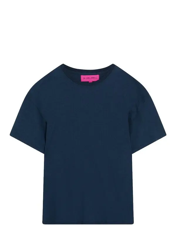 THE ELDER STATESMAN Solid Cotton And Linenblend Jersey Tshirt - Navy