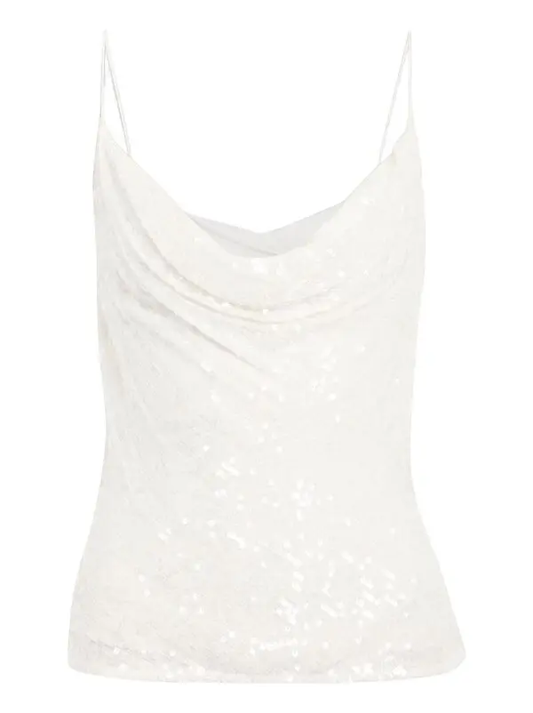 Lapointe Draped Sequined Chiffon Top - Off-white