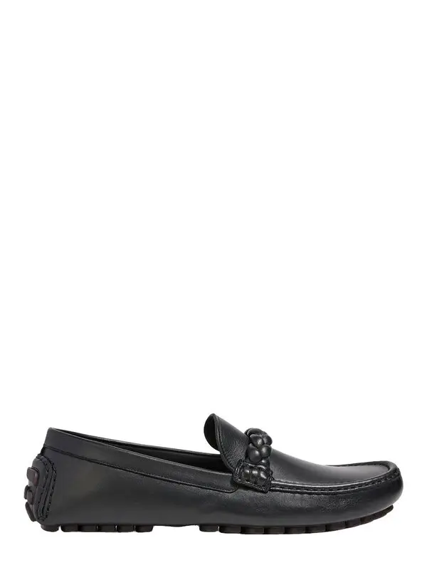 GIANVITO ROSSI Monza Braid-trimmed Leather Loafers - Black