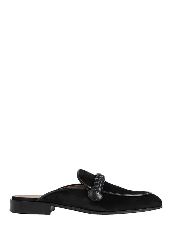 GIANVITO ROSSI Belem Leather-trimmed Suede Slippers - Black