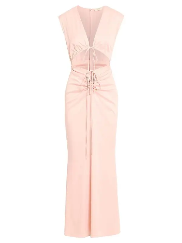 Lapointe Satin Maxi Dress With Ruched Cutout - Pastel Pink