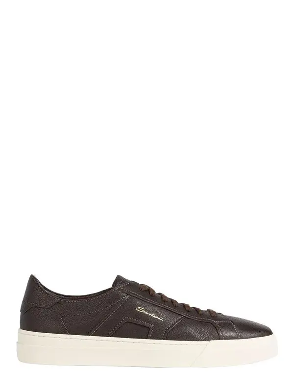 Santoni Pebbled Leather Sneakers - Dark Brown
