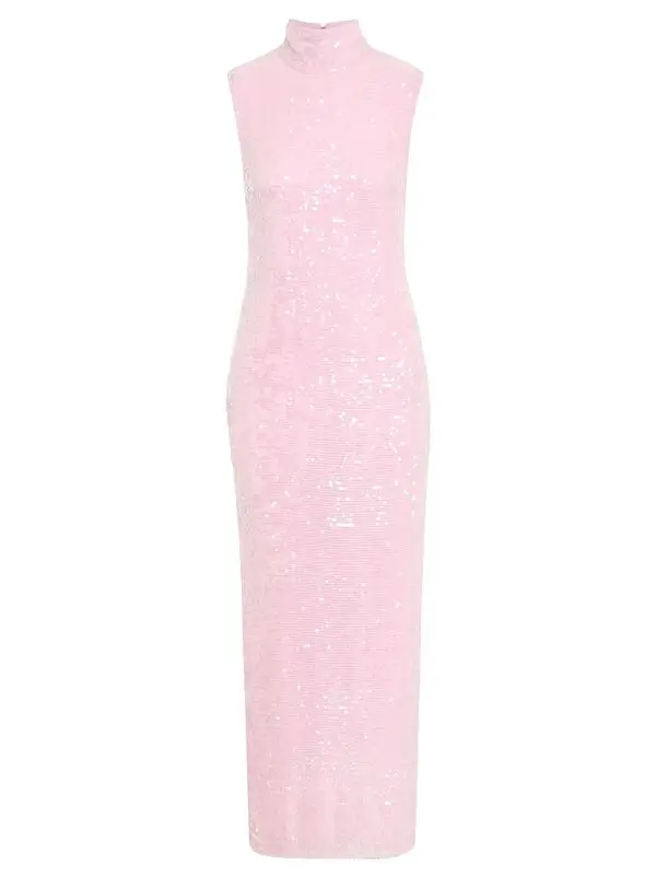 Lapointe Sequined Chiffon Midi Dress - Baby Pink