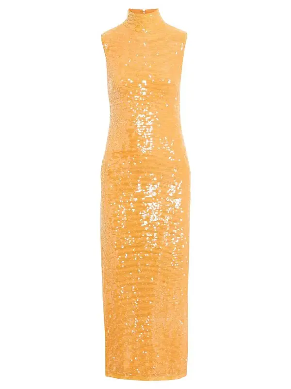 Lapointe Sequined Chiffon Midi Dress - Saffron