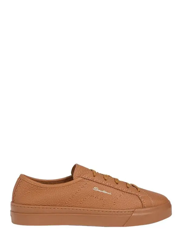 Santoni Pebbled-leather Sneakers - Light Brown