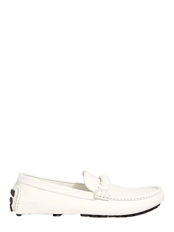 GIANVITO ROSSI Monza Braid-trimmed Leather Loafers - White