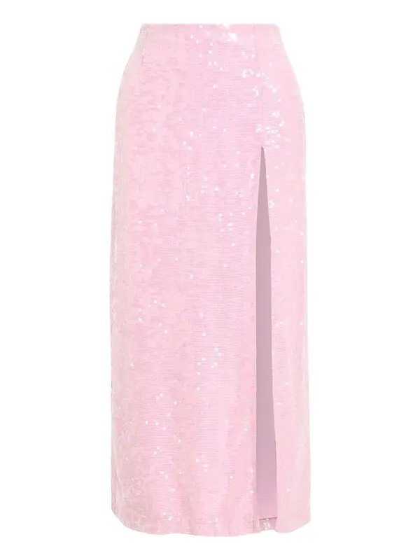 Lapointe Sequined Chiffon Midi Skirt - Baby Pink