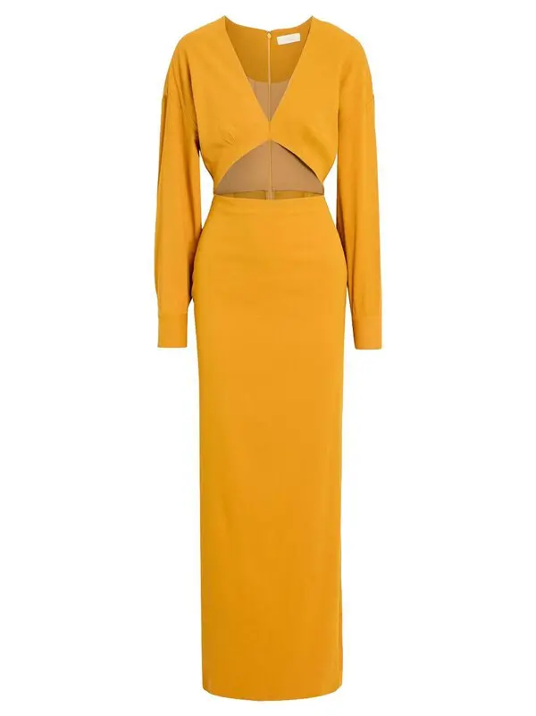 Lapointe Cutout Crepe Maxi Dress - Saffron