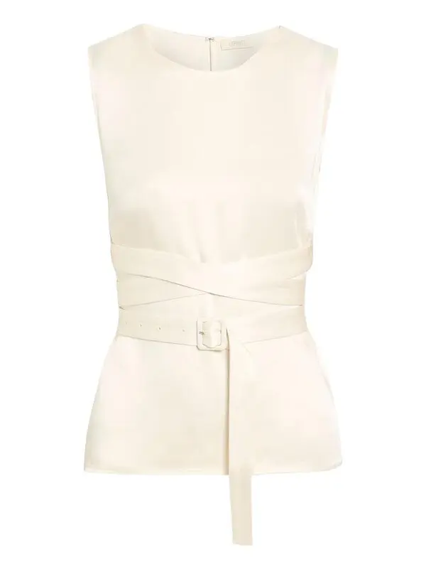Lapointe Belted Satin-crepe Top - Cream