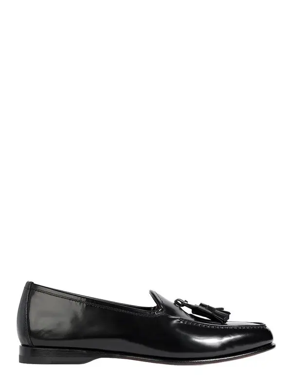 Santoni Andrea Tasseled Glossed-leather Loafers - Black