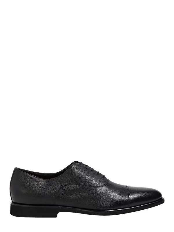 Santoni Darian Pebbled-leather Oxford Shoes - Black