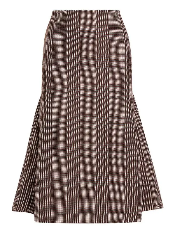 EMILIA WICKSTEAD Queenie Prince Of Wales Checked Tweed Midi Skirt - Brown