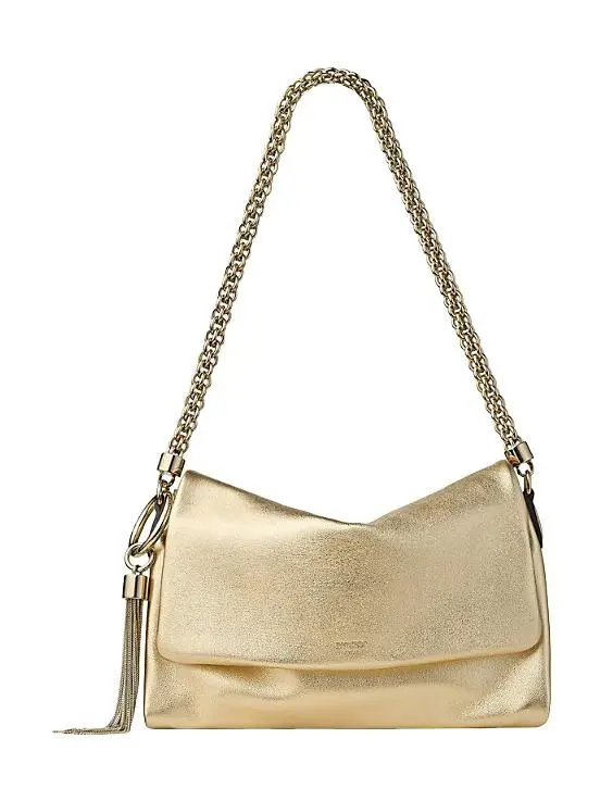 JIMMY CHOO Metallic-leather Shoulder Bag - Gold/light Gold