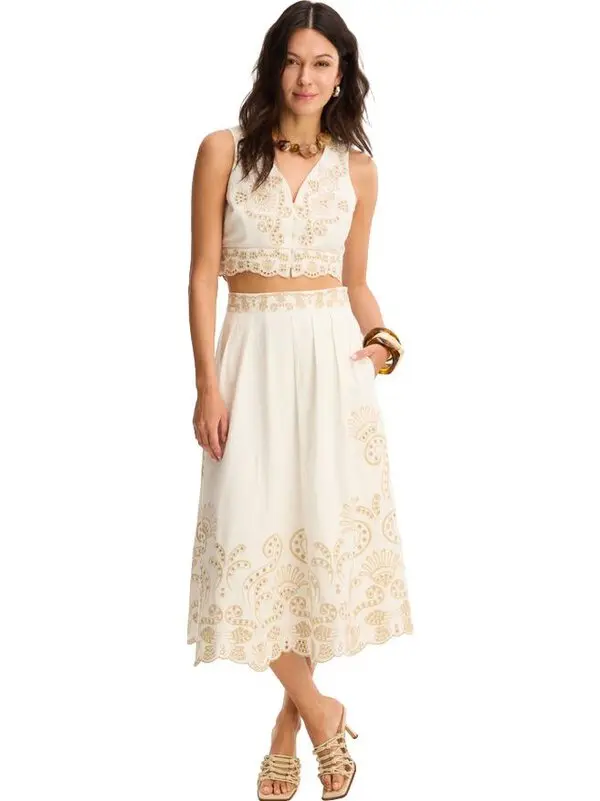 Allison Maeve Embroidered Skirt - White