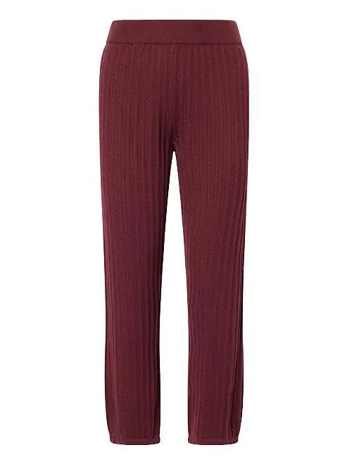 Simkhai Cable-knit Cotton And Cashmere Trousers - Sangria