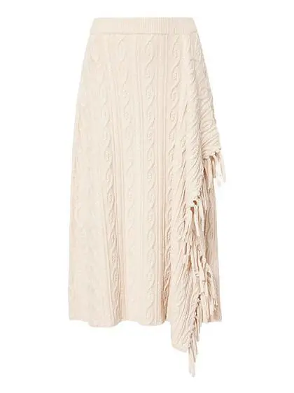 Simkhai Kara Fringed Midi Skirt - Sand