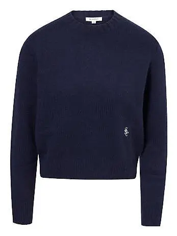 SPORTY & RICH Embroidered Cashmere-and-wool Jumper - Dark Navy