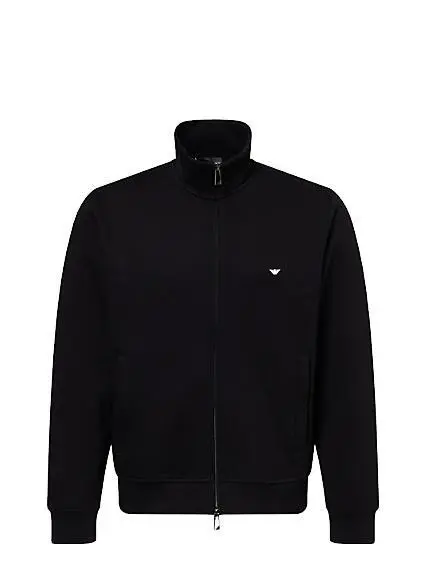 Emporio Armani Logo-embroidered Zip-up Sweatshirt - Black Beauty