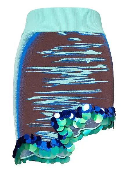 Ph5 Casey Sequined Stretch-knit Mini Skirt - Turquoise Blue