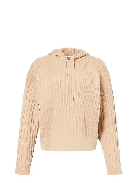 Simkhai Cable-knit Cotton And Cashmere Hoodie - Light Camel