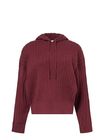 Simkhai Cable-knit Cotton And Cashmere Hoodie - Sangria