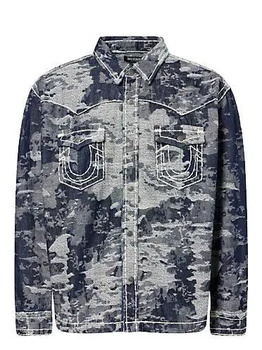 True Religion Jacquard Long-sleeves Denim Shirt - Rinse