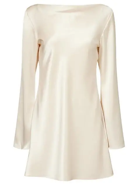 REFORMATION Pike Bell-sleeve Satin Mini Dress - Almond