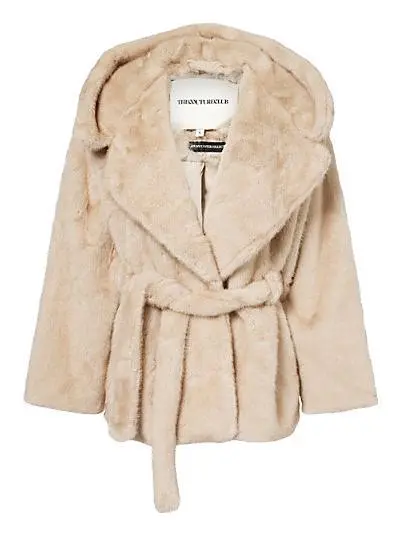 THE COUTURE CLUB Faux-fur Belted Coat - Beige