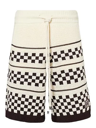 Amiri Checkered Drawstring Wool-blend Shorts - Ecru