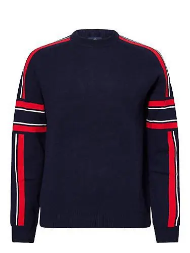 Fusalp Stripe-trim Wool And Cashmere-blend Jumper - Marin/racing/neige