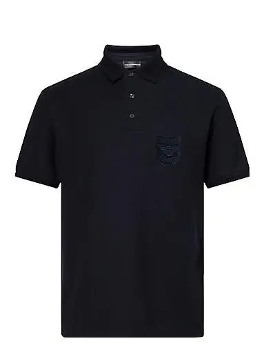 Emporio Armani College Logo-embroidered Cotton Polo Shirt - Blue Navy