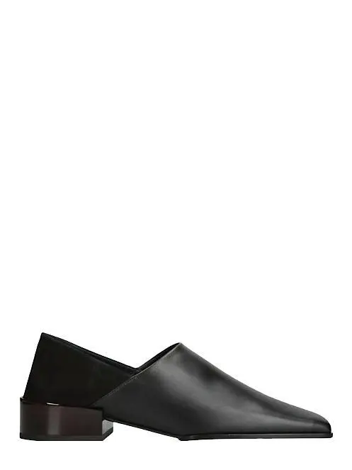 Alaïa Square-toe Leather And Suede Flats - Black