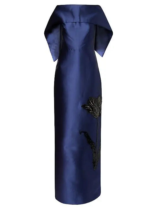 Erdem Off-shoulder Embellished Woven Gown - Beetle