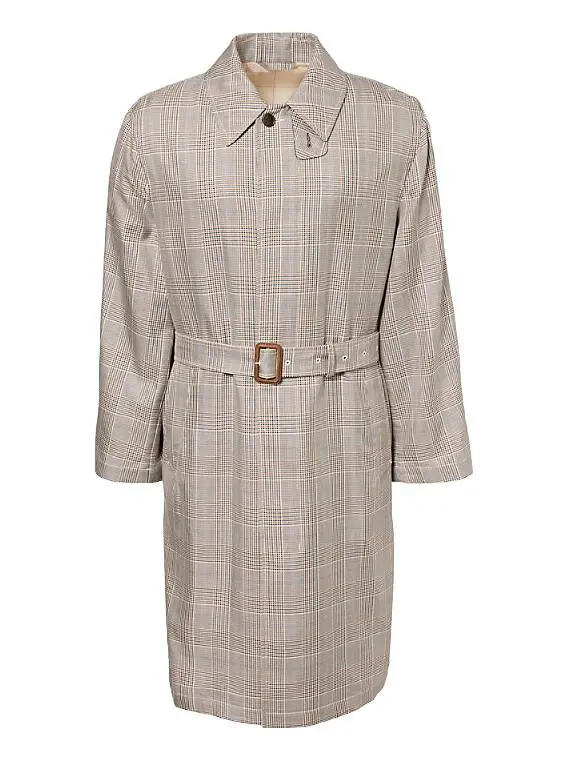 Dunhill Prince Of Wales Check-pattern Cotton And Silk-blend Coat - Brit Khaki