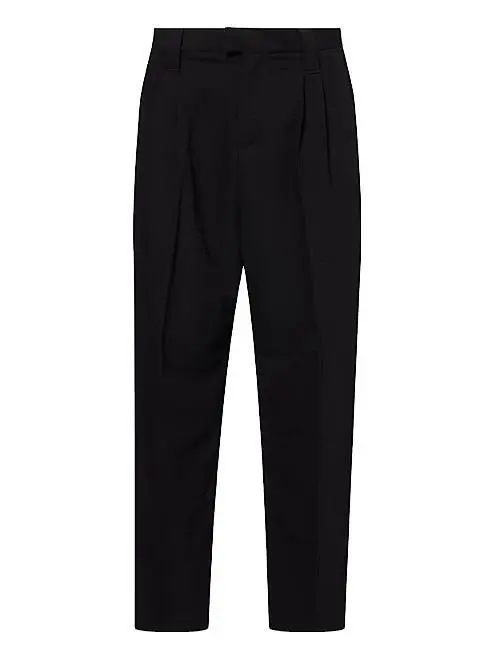 THE COUTURE CLUB Tailored Barrel-leg Stretch-woven Trousers - Black