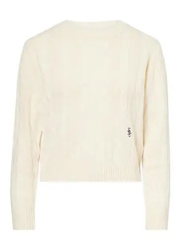 SPORTY & RICH Cable-knit Cashmere-and-wool Jumper - Ecru