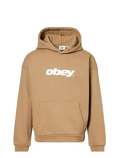 Obey Brand-print Cotton-blend Hoodie - Elmwood