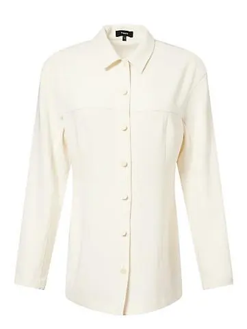 Theory Sculpted-seams Collared Woven Shirt - Rice