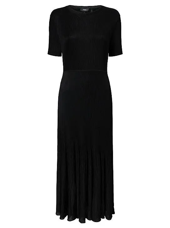 Theory Panelled-rib Stretch-woven Midi Dress - Black