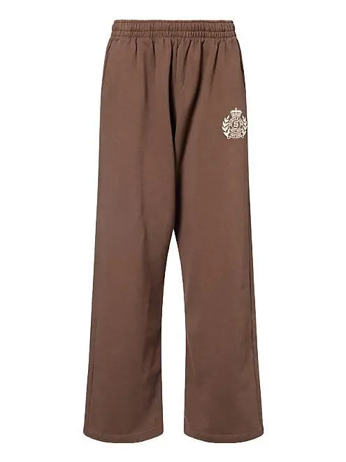 SPORTY & RICH Wide-leg Cotton Jogging Bottoms - Chocolate