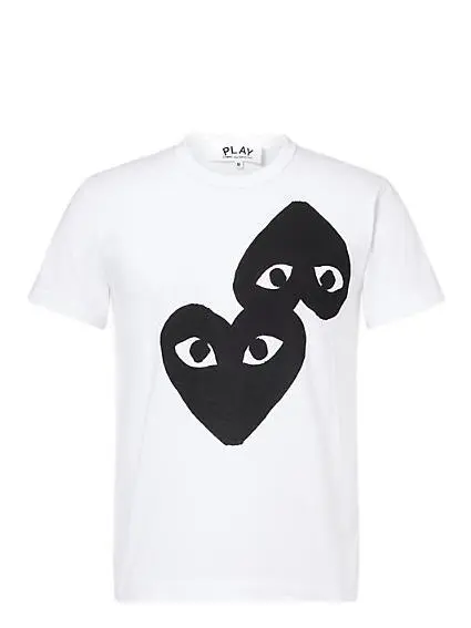 Play Comme Des Garcon Logo Print Crewneck Cotton-jersey T-shirt - White