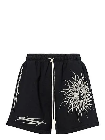 HELLSTAR Flame Yang Drawstring Cotton-jersey Shorts - Black